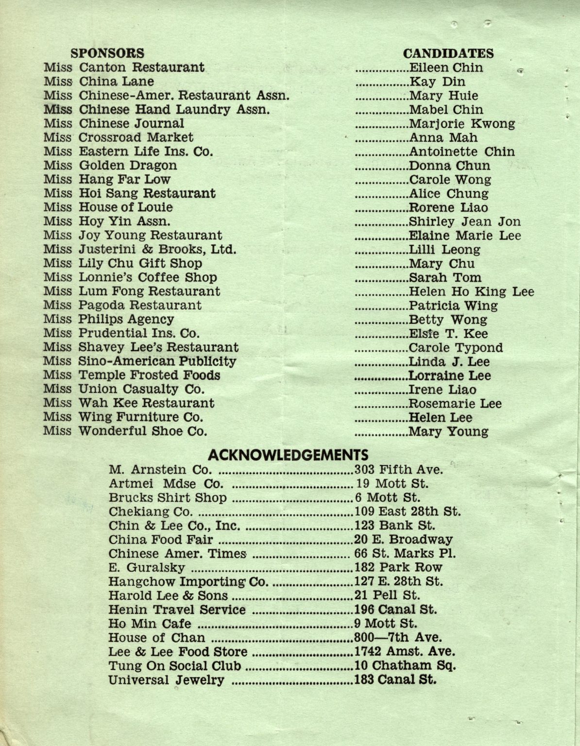 Miss Chinatown Pageant – Museum of Chinese in America